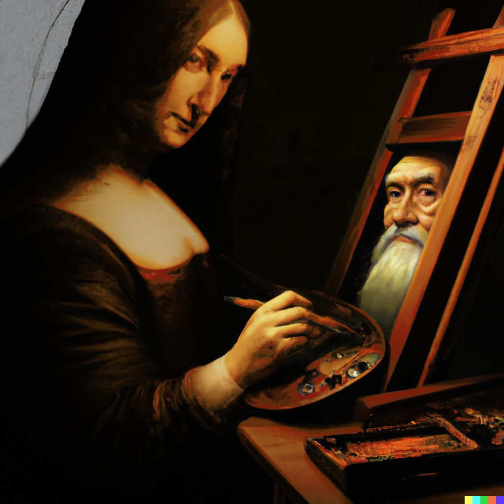 Mona Lisa painting a picture of Leonardo da Vinci | Scrolller