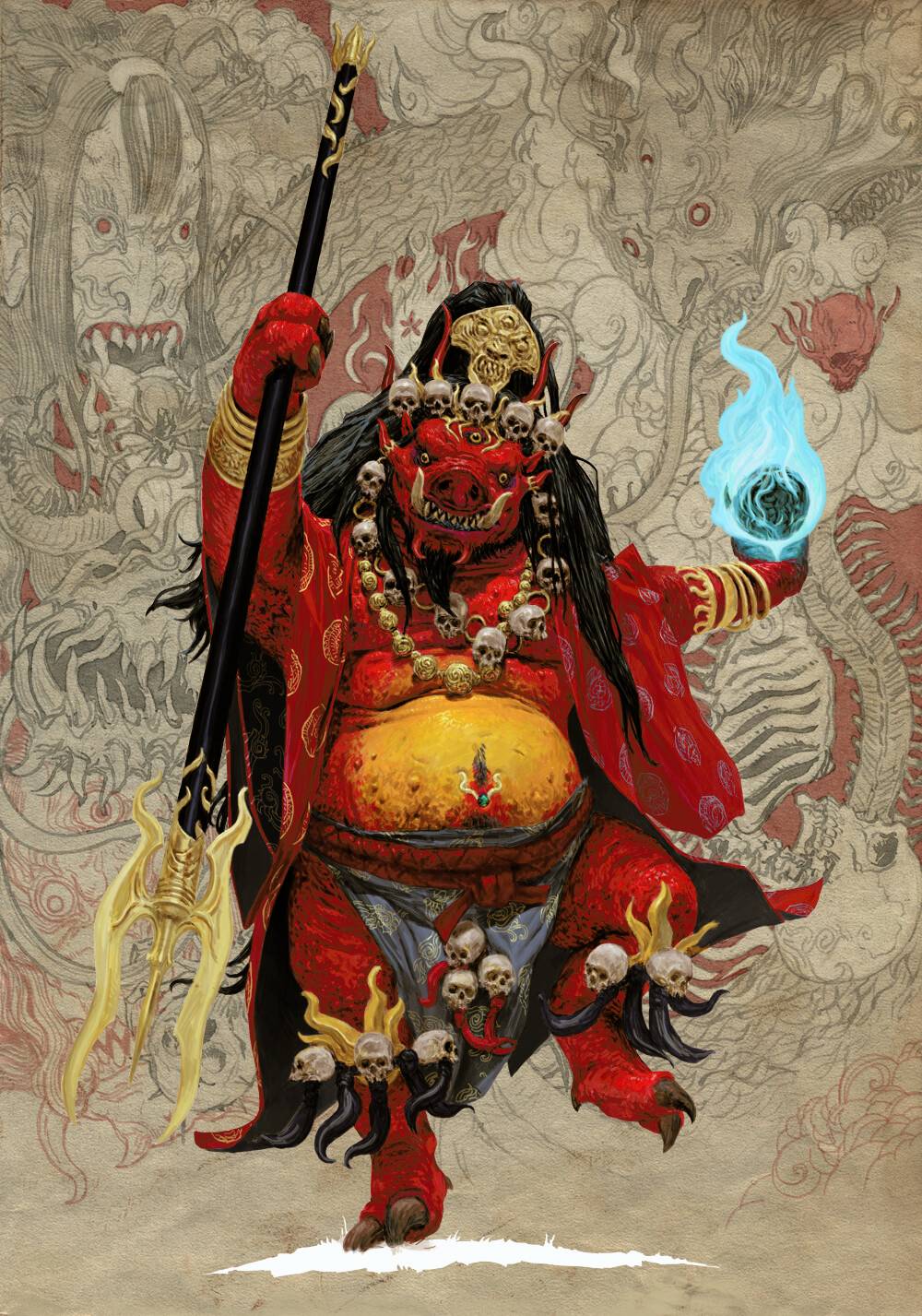 monster demon concept art for the boardgame Rising Sun, by Adrian Smith | Scrolller