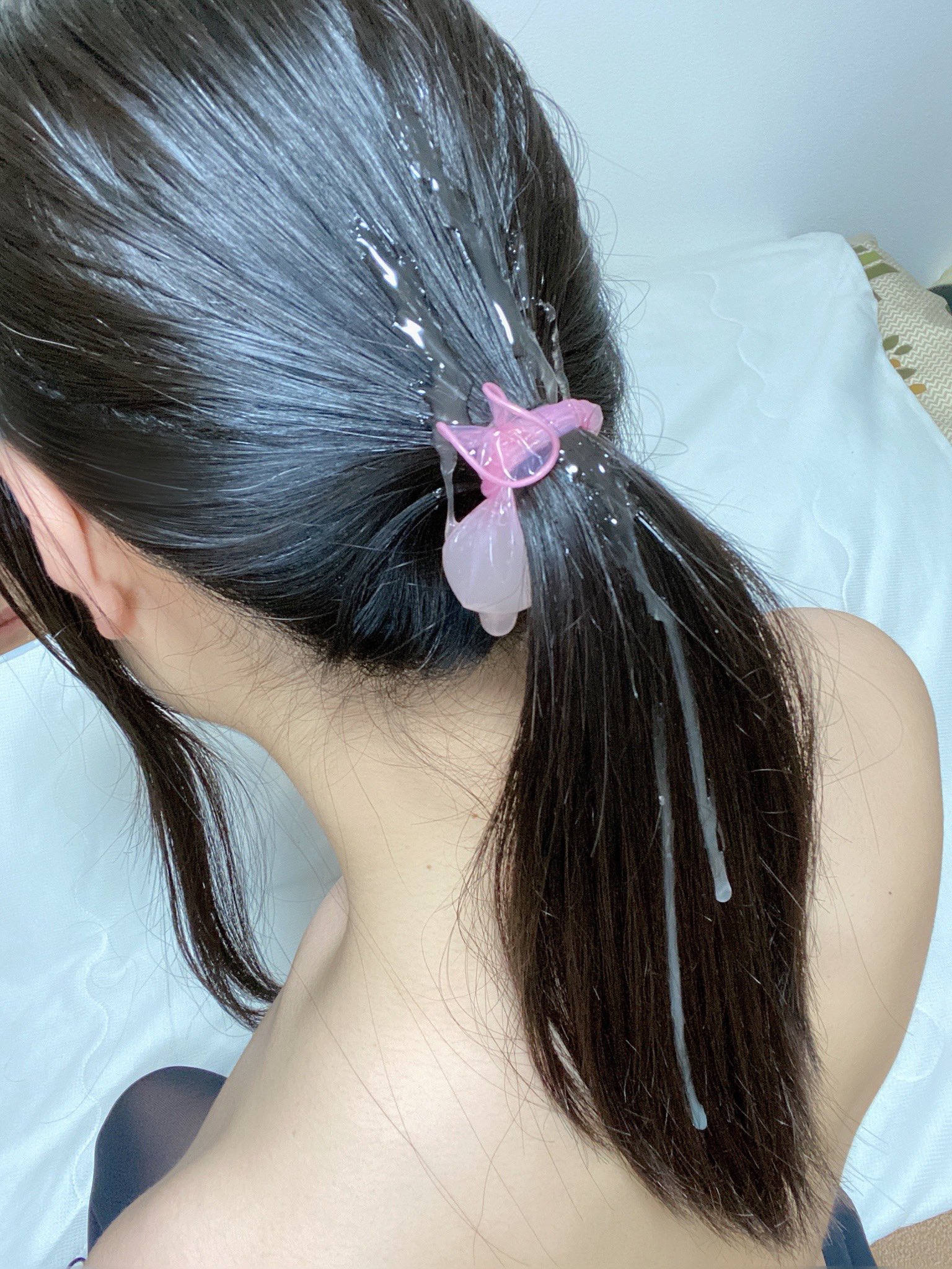 Nice cumshot on black ponytail | Scrolller