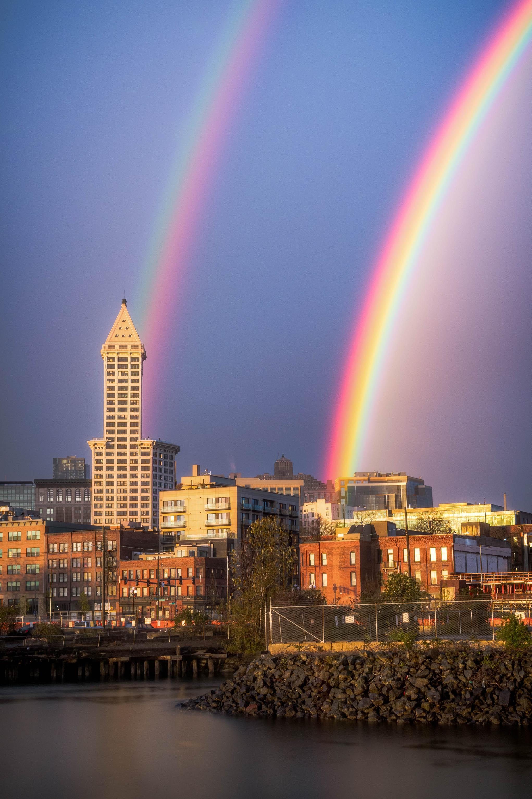 One of those double rainbow days in Seattle, WA [OC]. | Scrolller