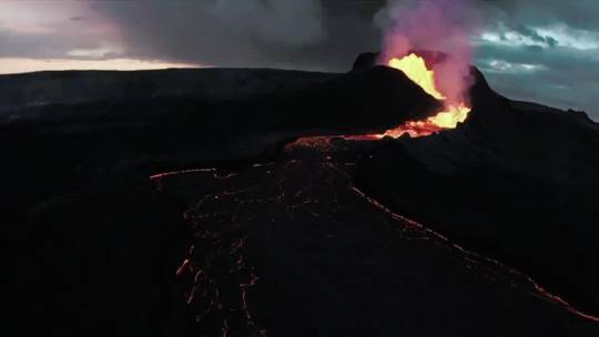 Photographer Joey Helms sends his drone directly into Iceland's Fagradalsfjall volcano to ...