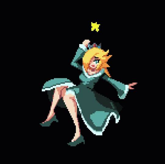pixel art GIF of Rosalina floating in mid-air [pixeltoast on Newgrounds] | Scrolller