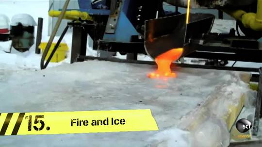 Pouring lava on ice. | Scrolller