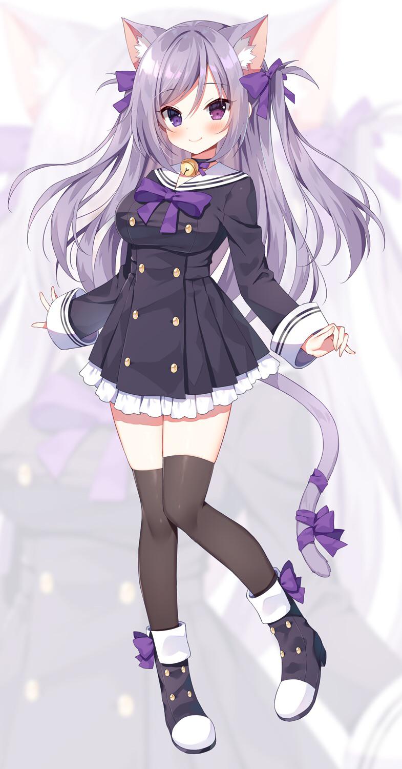 Purple-haired catgirl | Scrolller