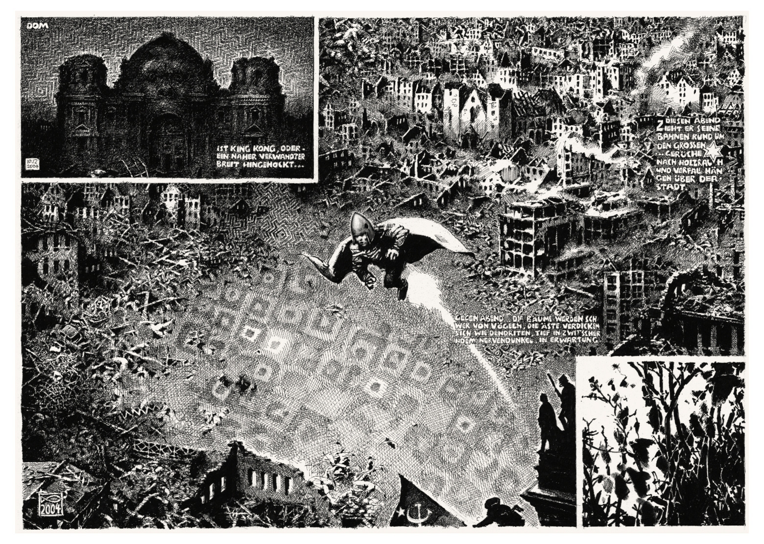 rocket man, me, ink drawing, 2004 | Scrolller