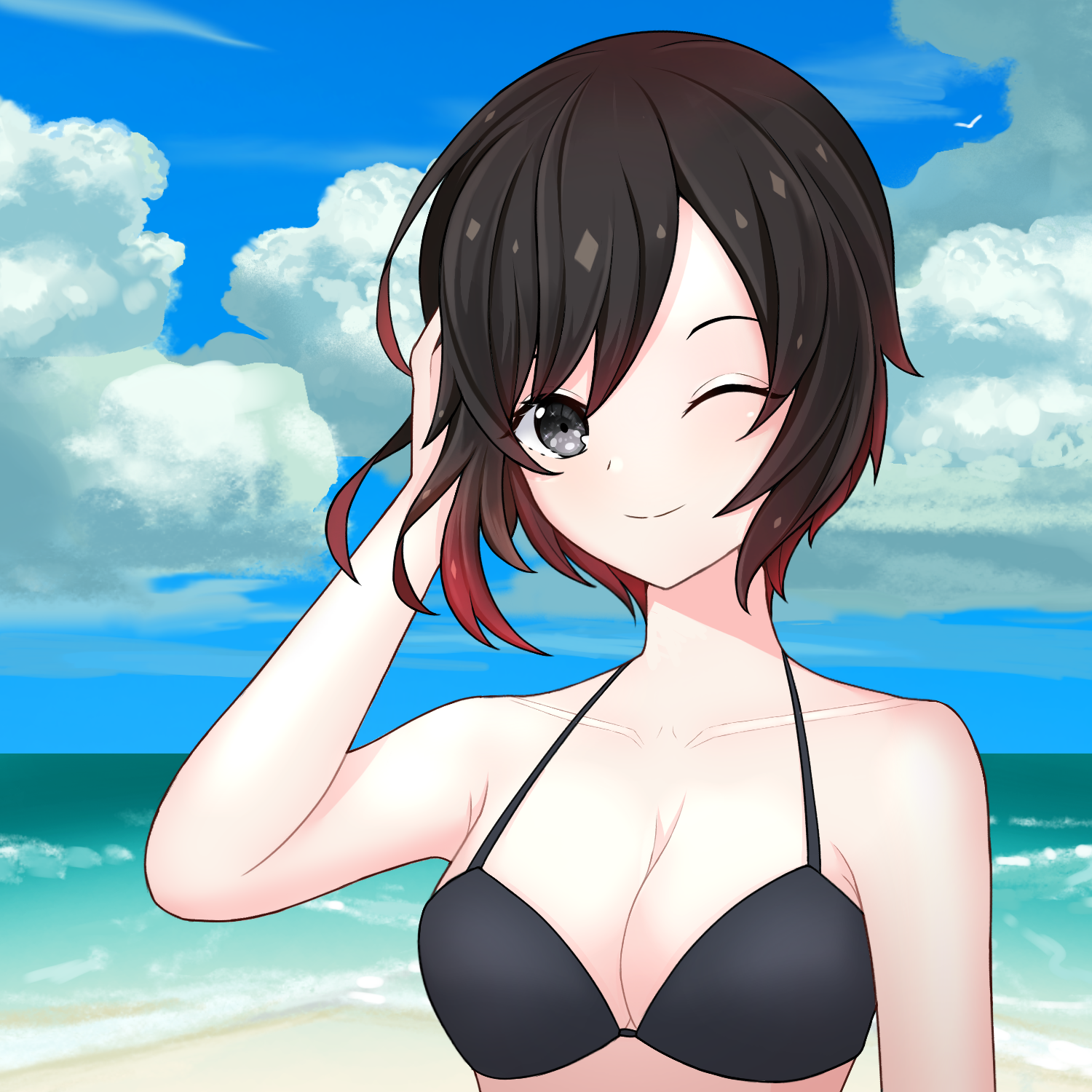 Ruby enjoying some beach time [vizuruf] (rwby) commissioned by darkrobbe1 | Scrolller