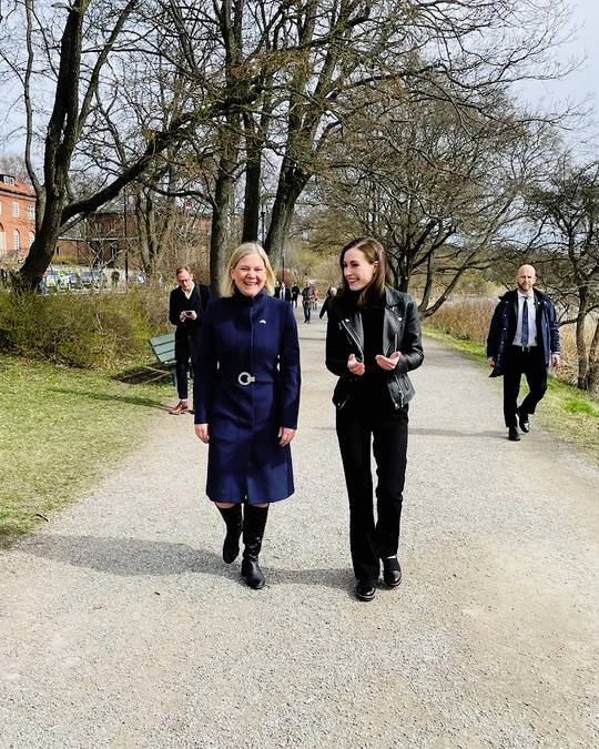 Sanna Marin looking cool in her leather jacket | Scrolller