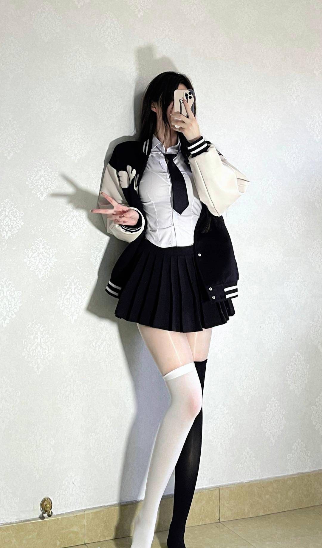 Schoolgirl in layered nylons | Scrolller