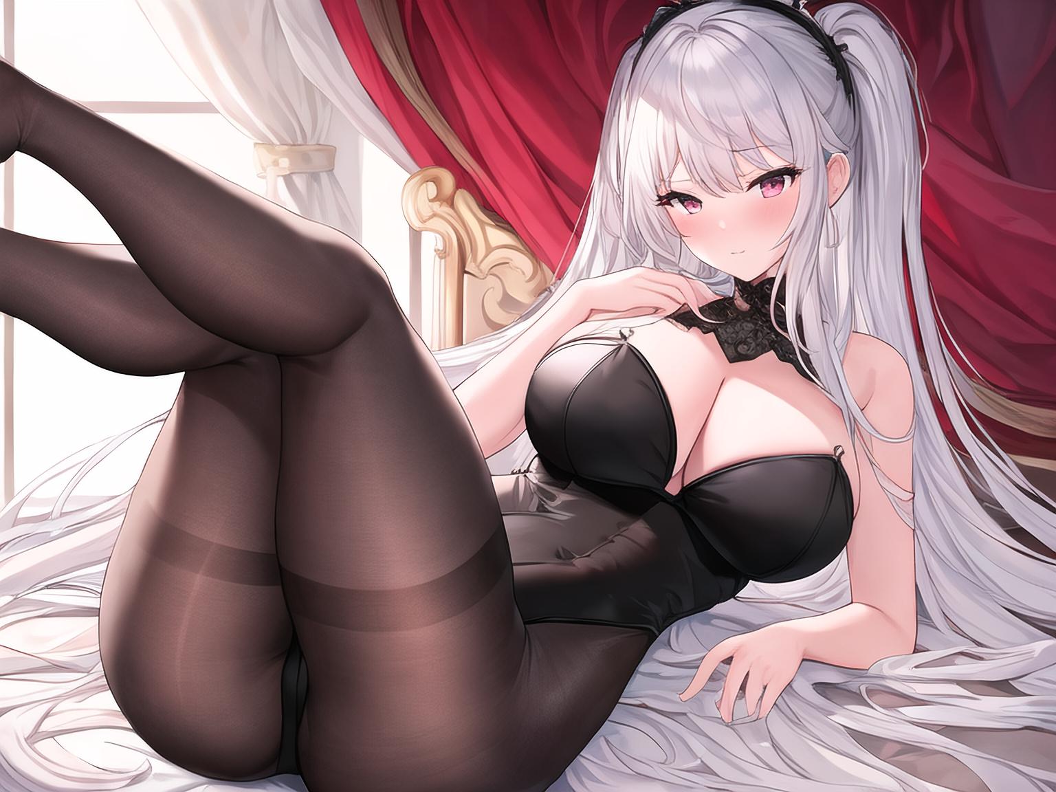 Silver Hair & Black Pantyhose | Scrolller