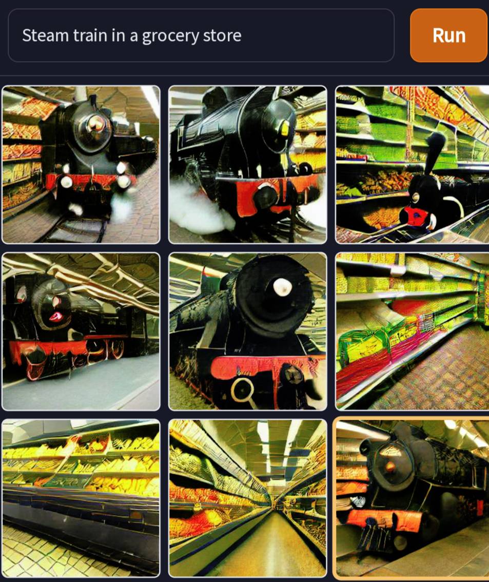 Steam trains at a grocery store | Scrolller