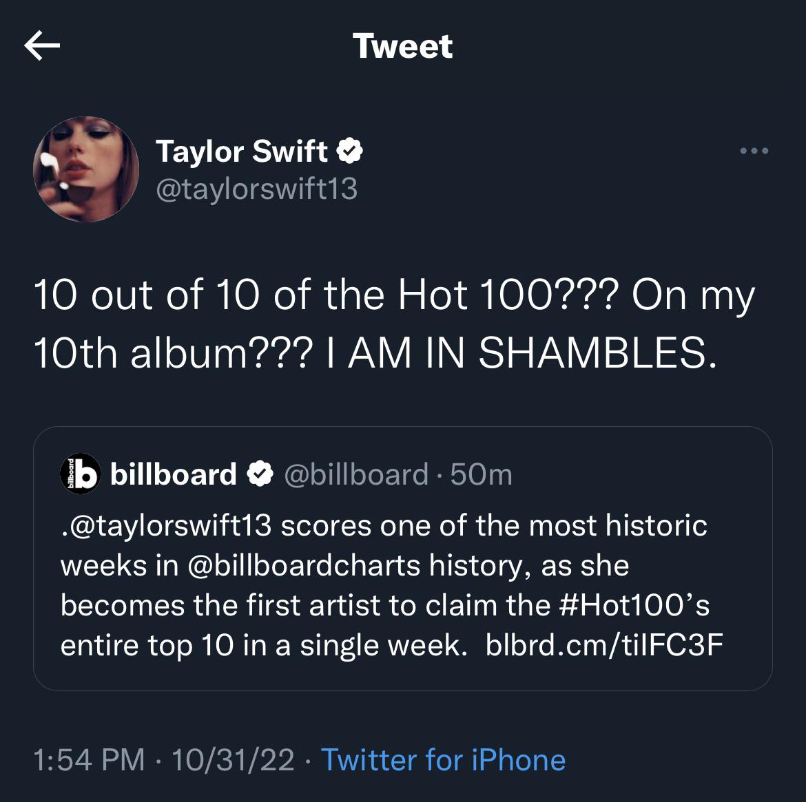 Taylor’s reaction to the Hot 100!! | Scrolller