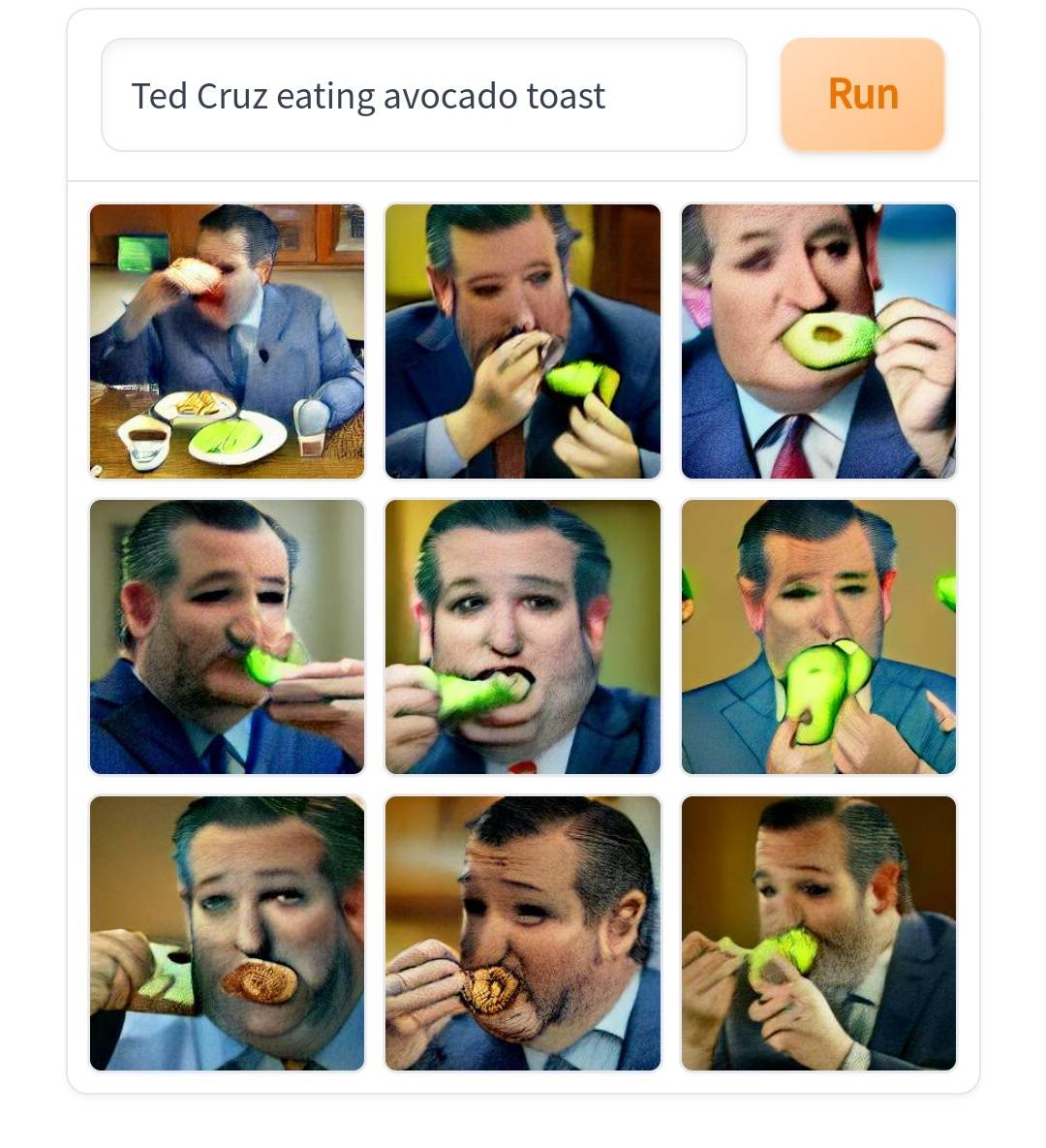 Ted Cruz eating avocado toast. | Scrolller