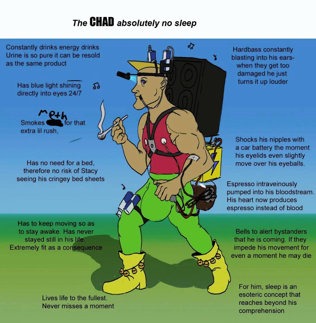 the CHAD absolutely no sleep | Scrolller