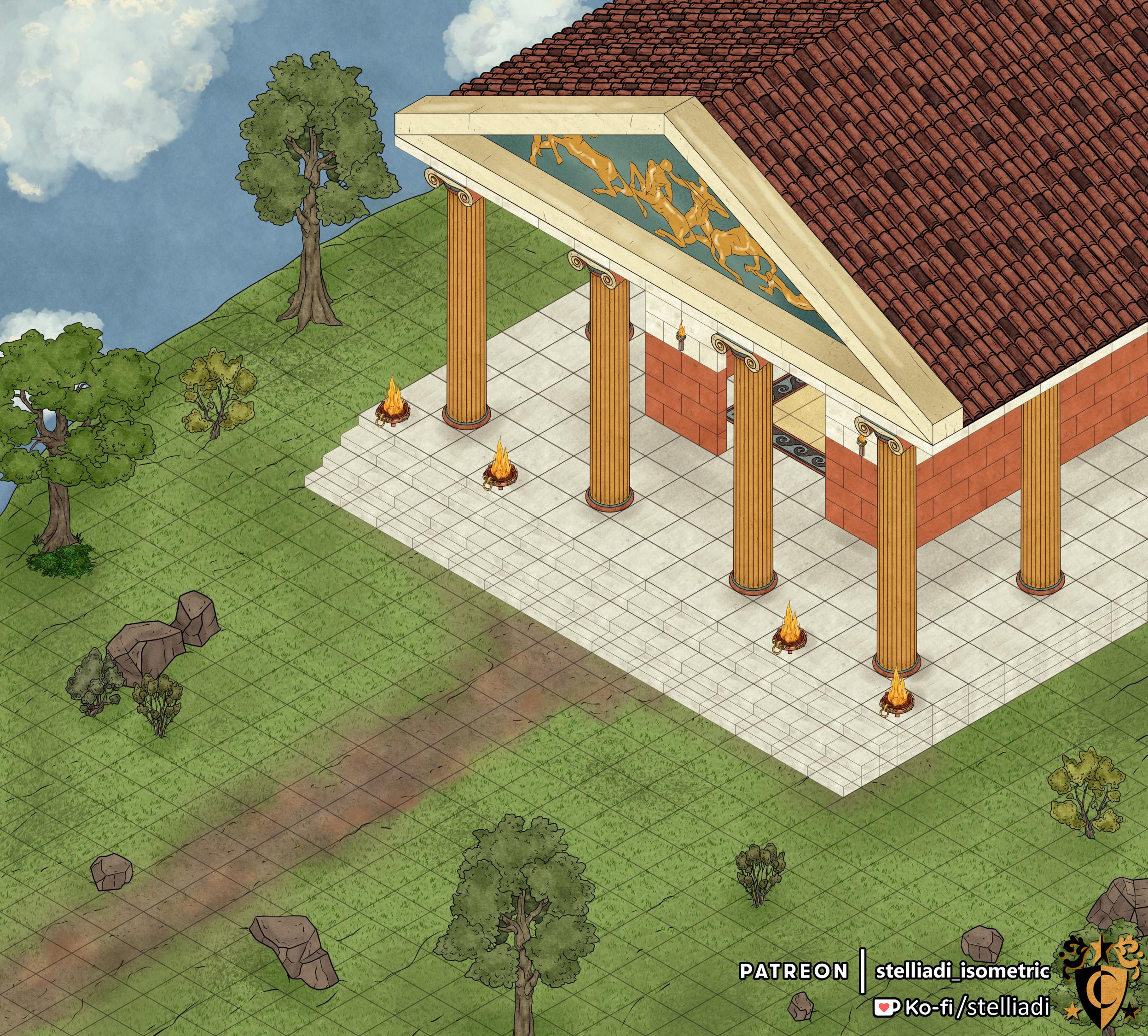 The temple's blessing, an ancient greece themed isometric map | Scrolller
