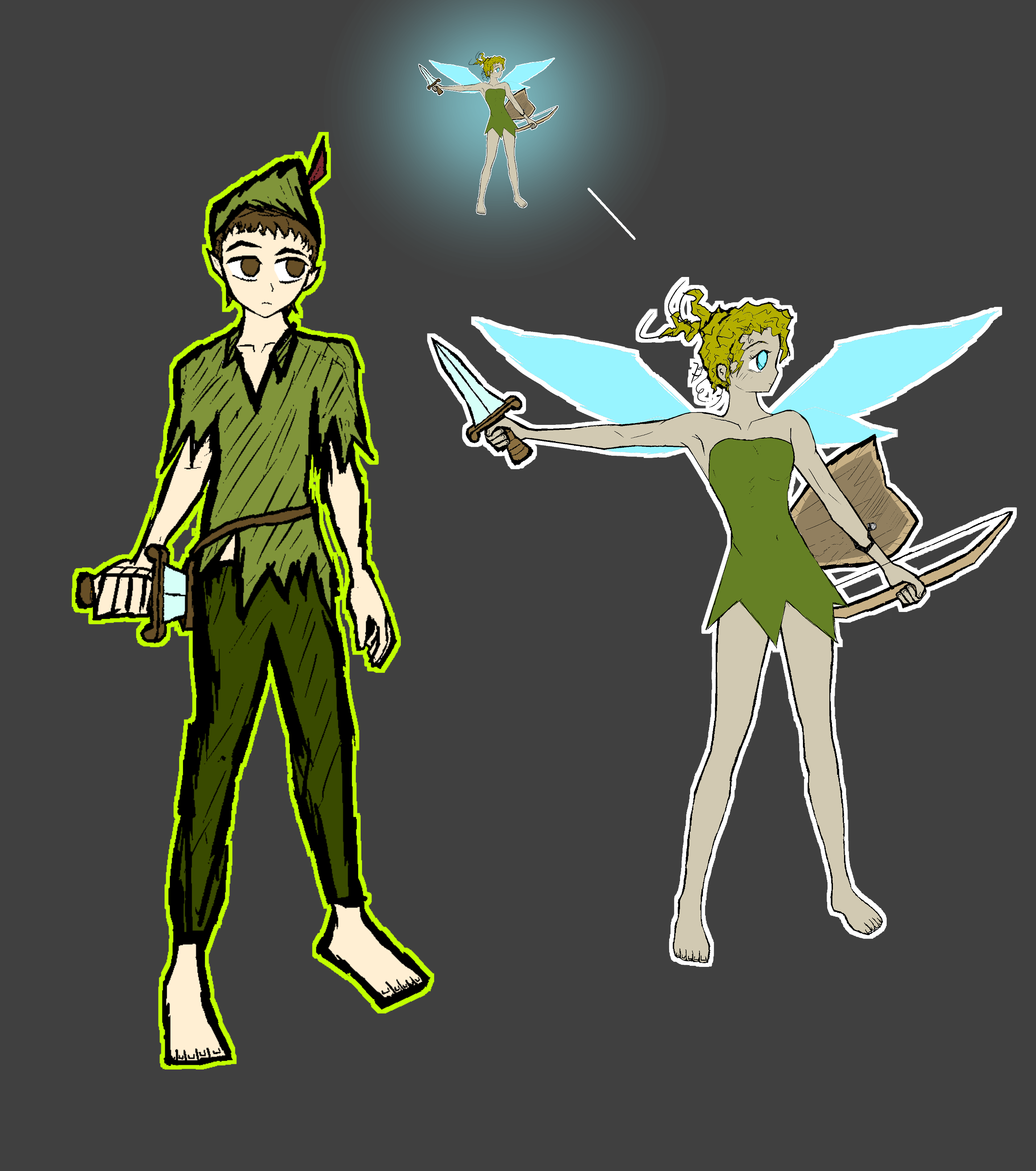Tink and Pan. I'll draw Hook next. | Scrolller