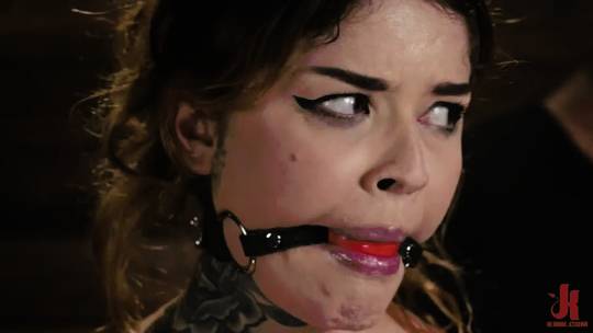 Vanessa Vega getting angry in a ball gag | Scrolller