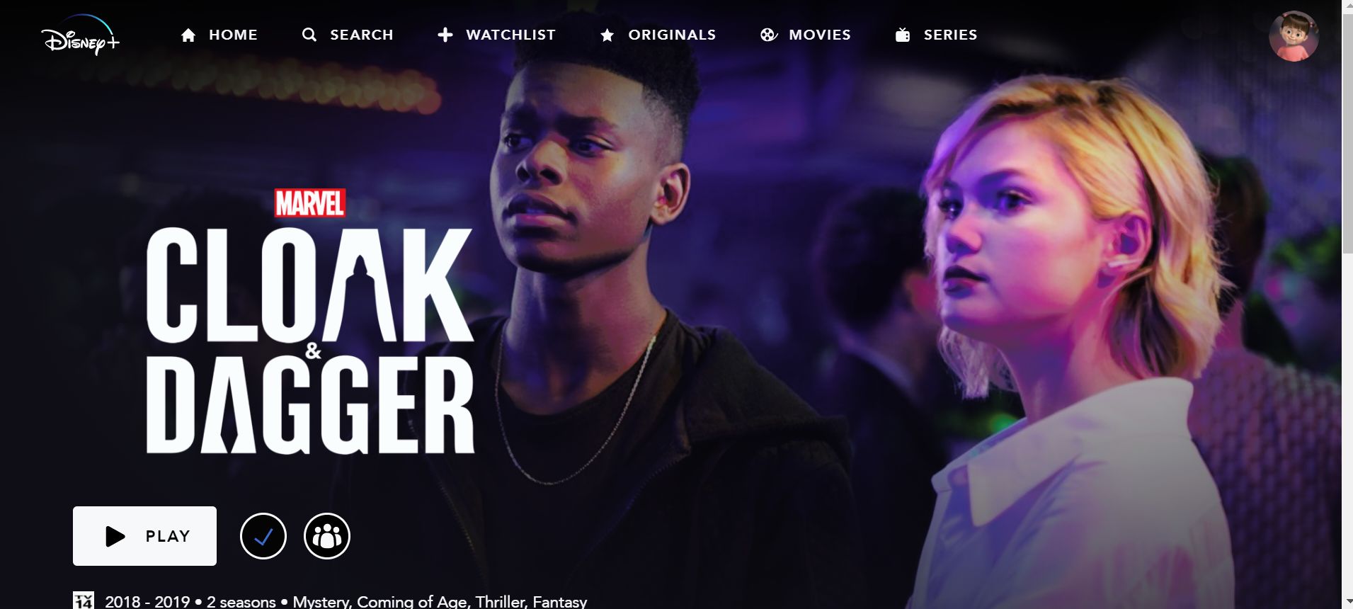 Very happy that Cloak and Dagger is on Disney+ Star | Scrolller
