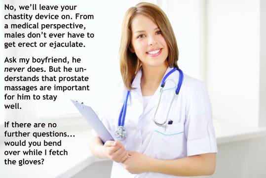 Why would you think we'd take it off? (FairChastity @ BDSMLR) (chastity, femdom, medical ...