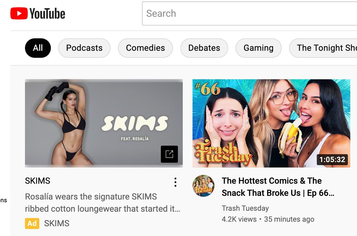 YouTube places ads based on their interests more than mine : / | Scrolller