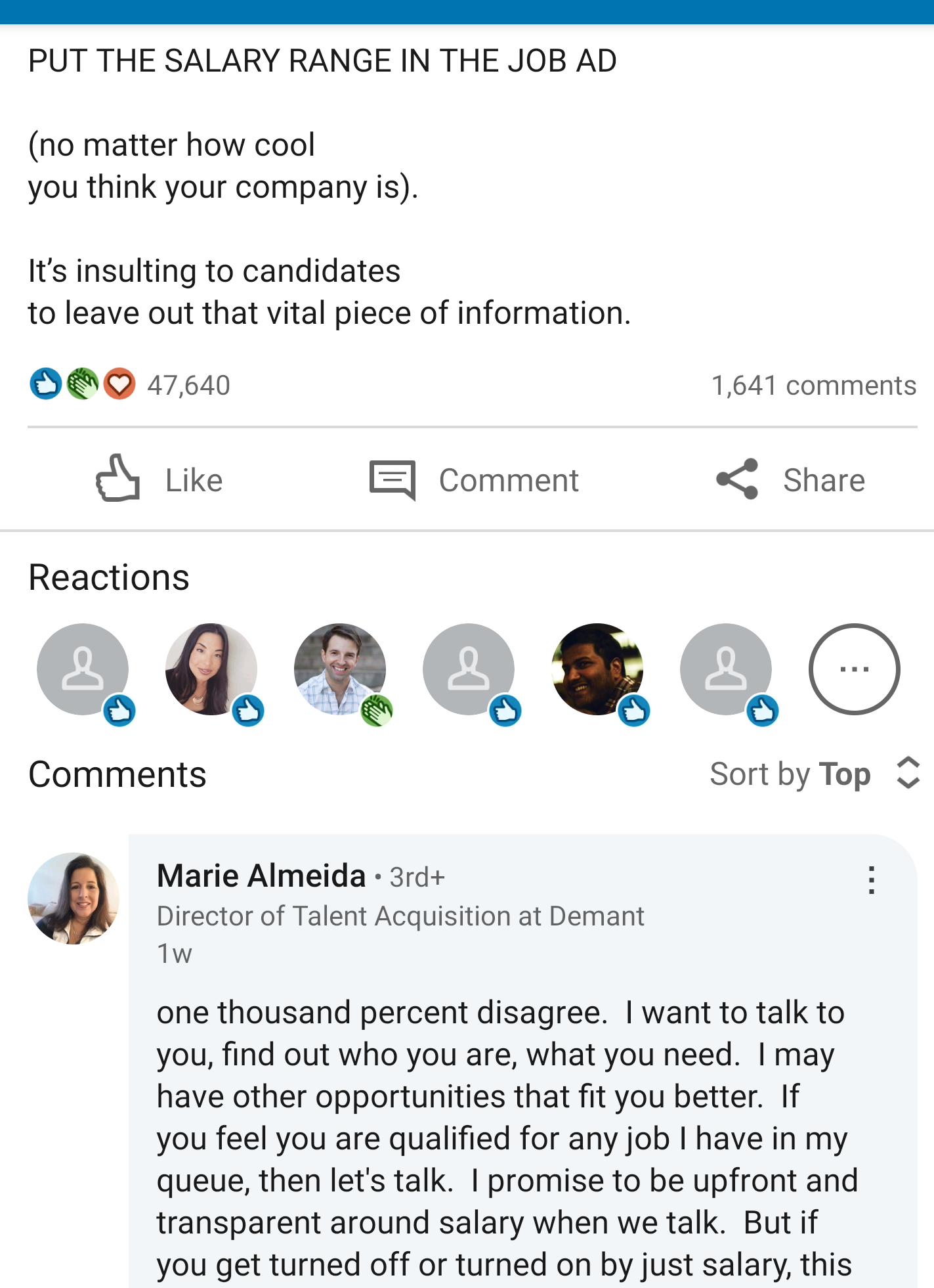 1000% disagree with upfront salary range. If you're turned off just because the pay is shit this ...