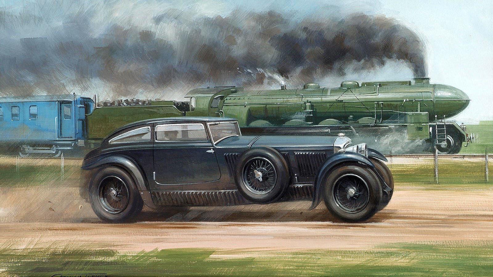 1930. Bentley versus Le Train Bleu - Graham Turner. Depicting Woolf ...