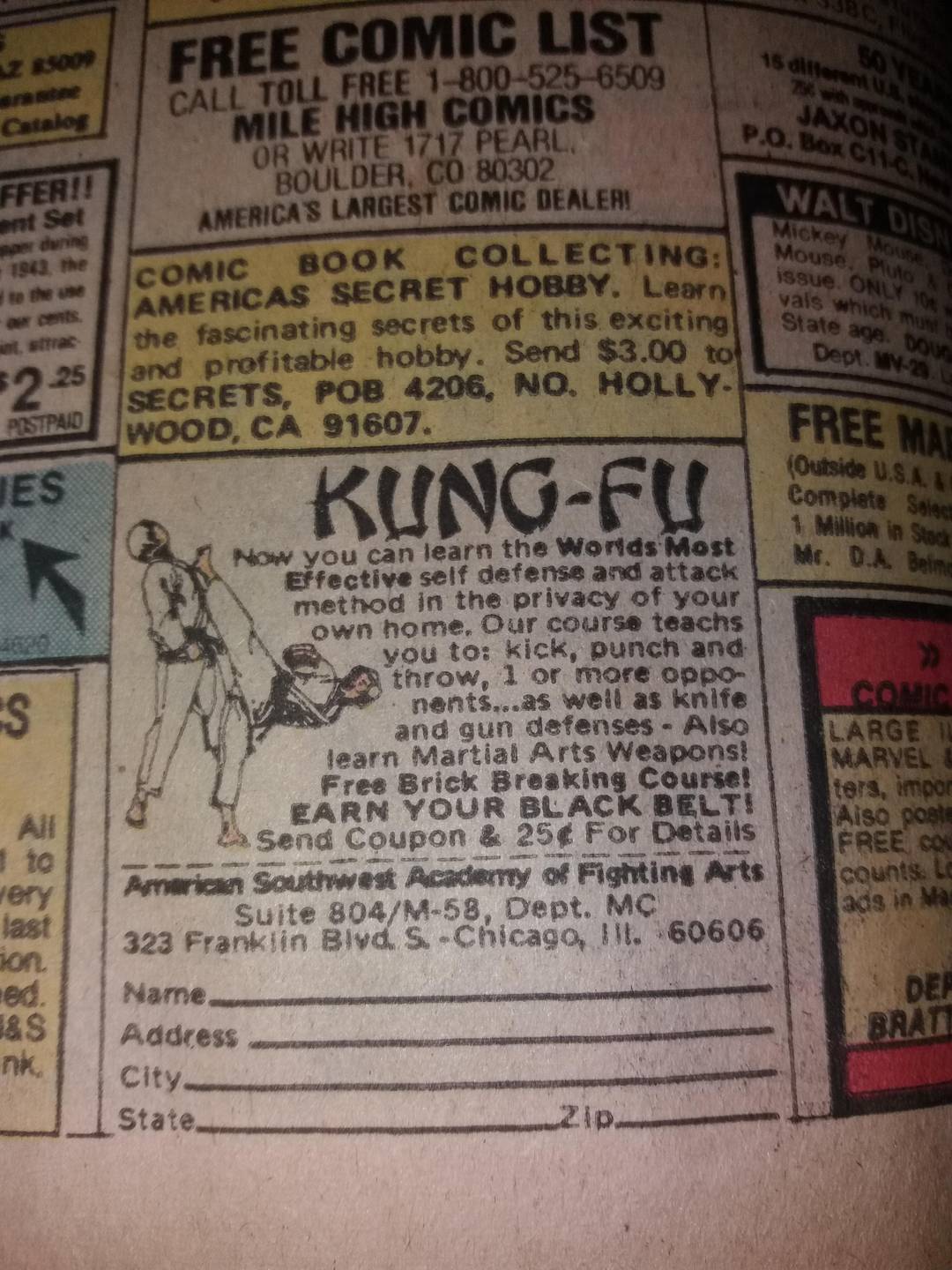 1981 "Kung Fu" advertisement from a Daredevil comic | Scrolller