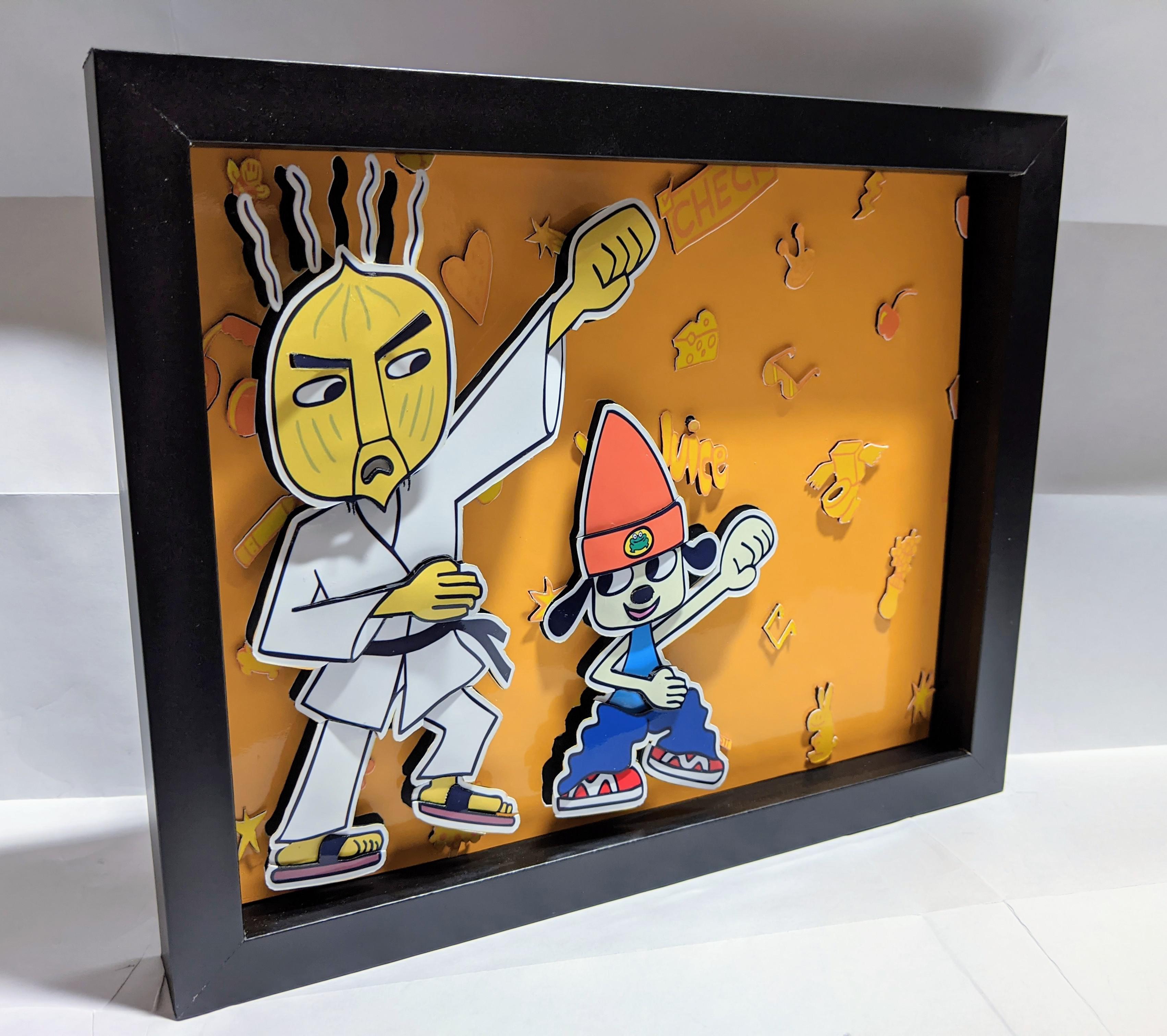 3D Paper cut Shadowbox of Parappa and Chop Chop Master Onion | Scrolller