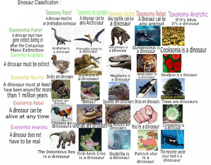 5x5 Purist-Anarchic dinosaur classification chart | Scrolller