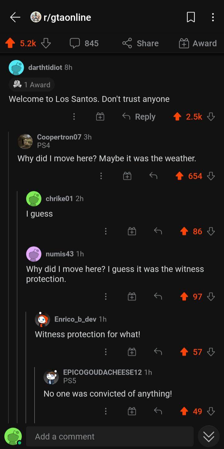 A comment thread on r/gtaonline | Scrolller