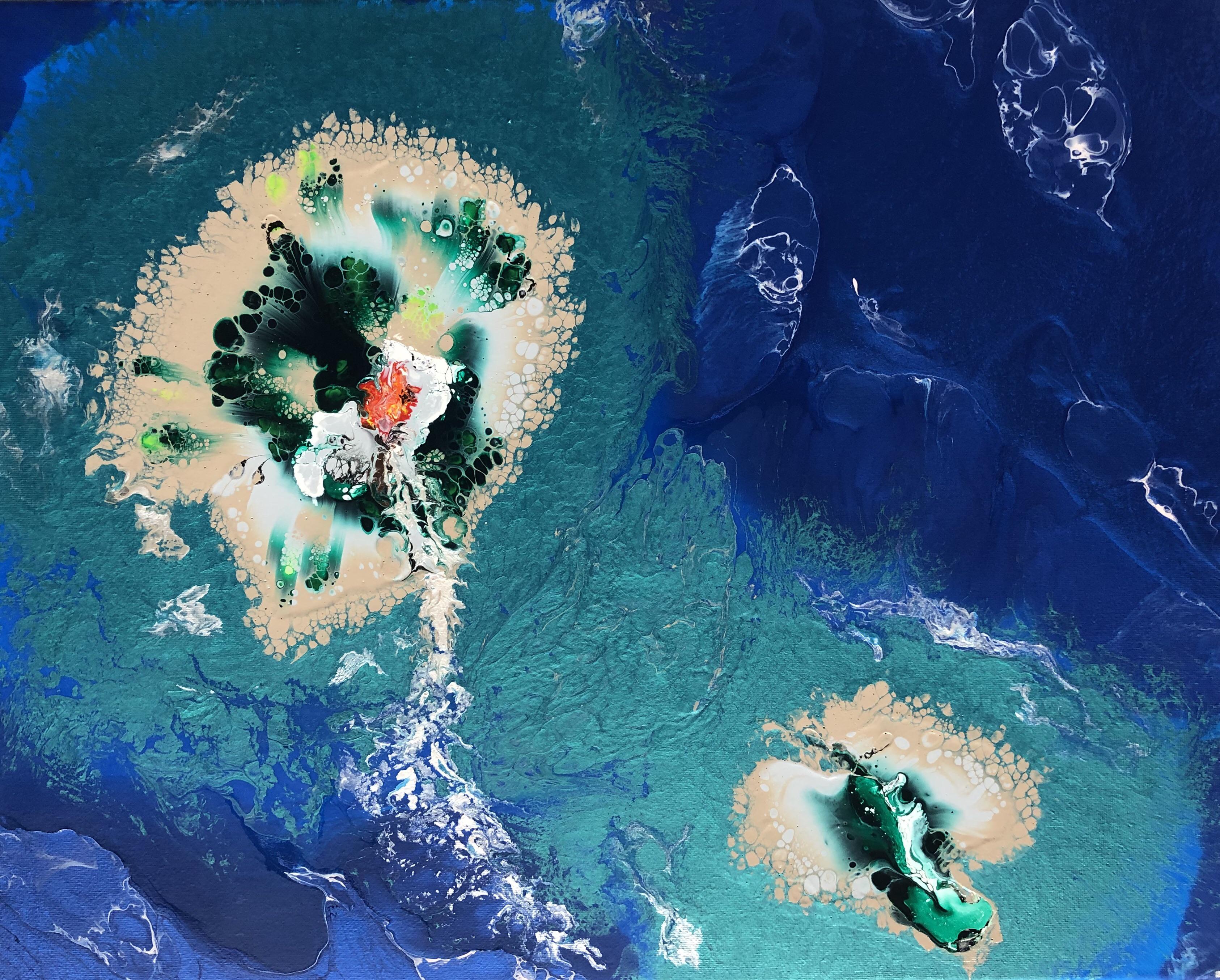 A cool Dab pour creating two beautiful islands sure to accentuate any boring wall. Relaxing ...