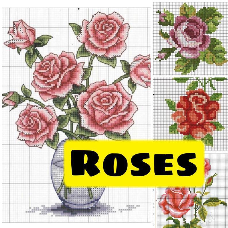 🌹A small set of beautiful and simple cross stitch patterns with roses. I decided to dedicate ...