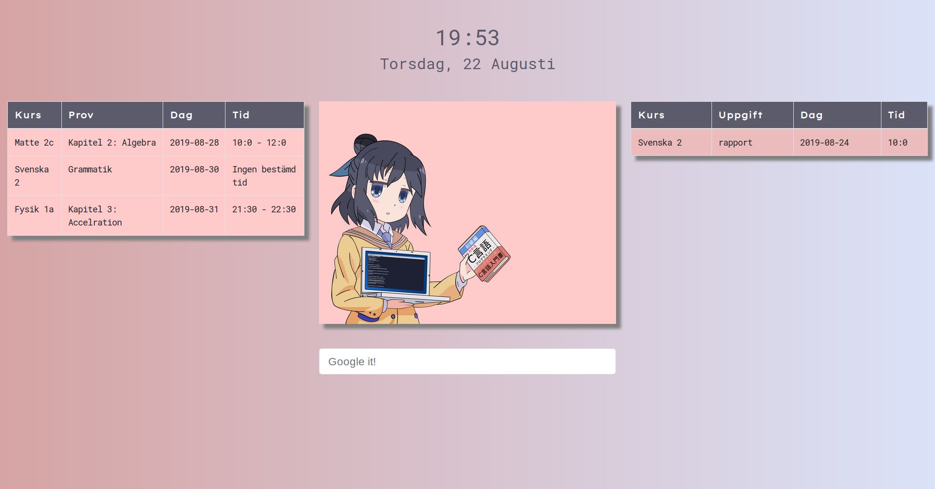 A startpage to help me focus on my studies! | Scrolller