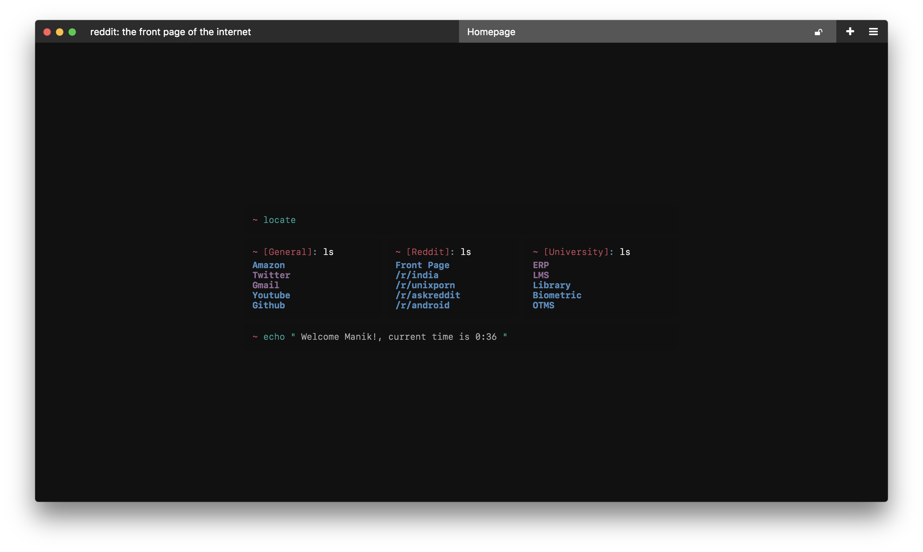 A startpage to match my terminal setup. | Scrolller