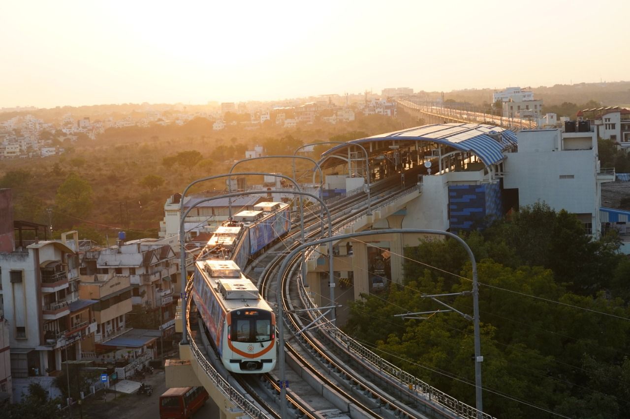 A train rolling into a metro station, Nagpur, India | Scrolller