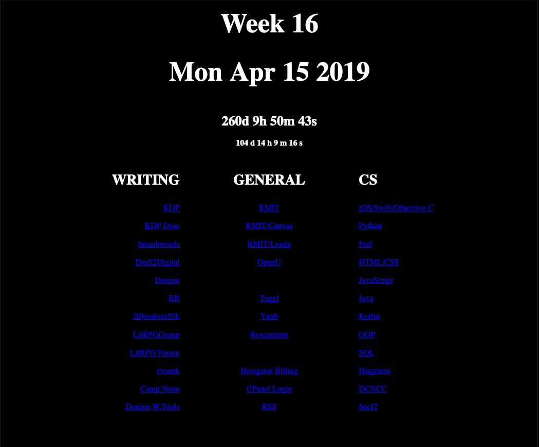 A very countdown focused startpage | Scrolller