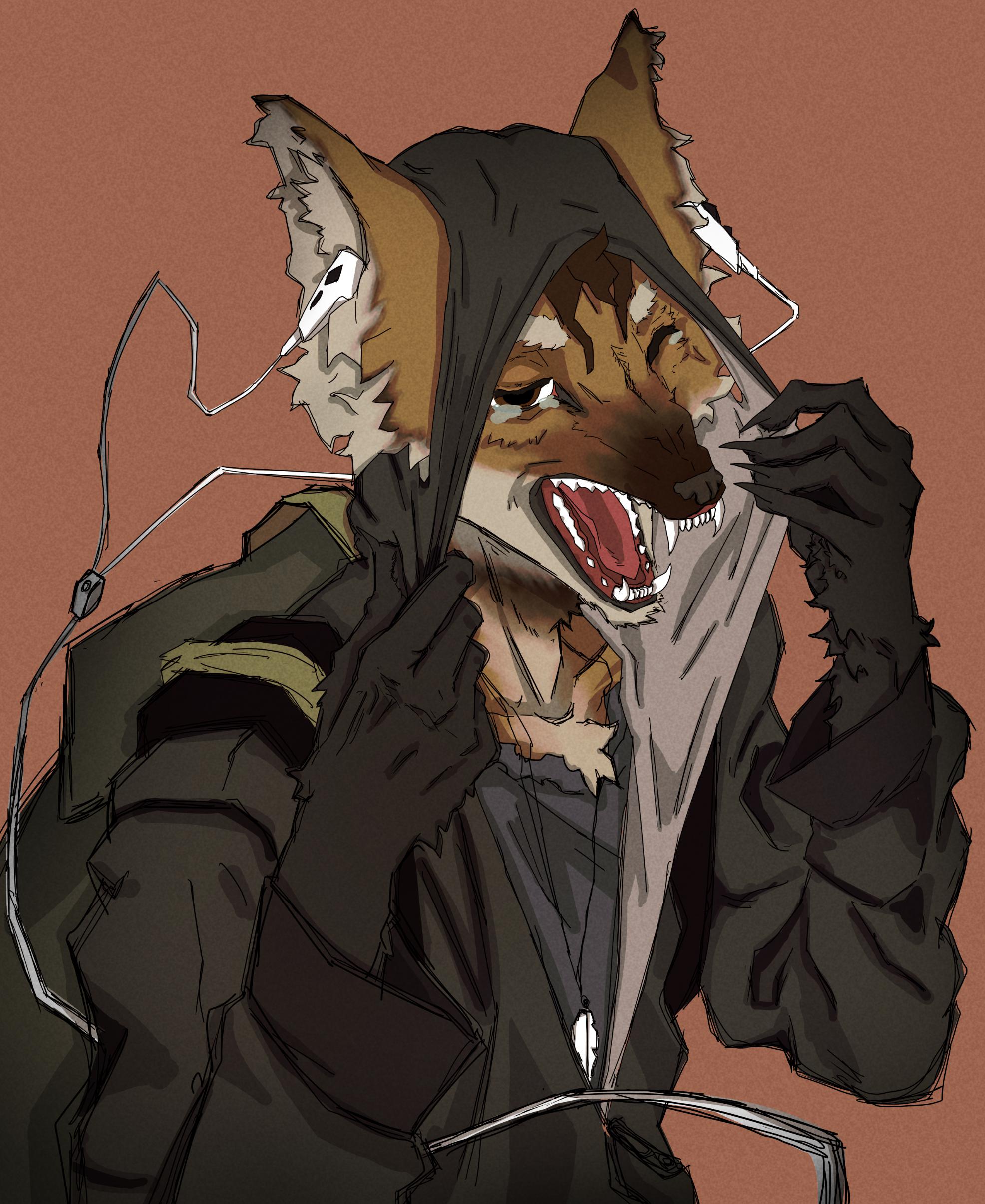 A yawning maned wolf I drew a while ago! | Scrolller