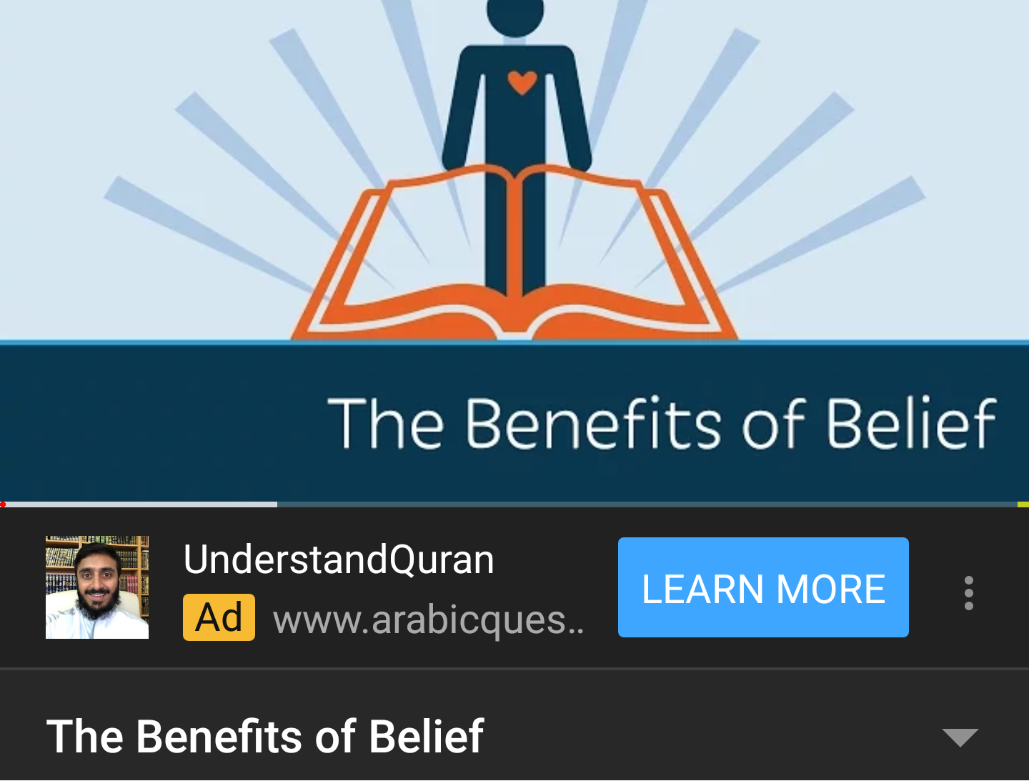 Ad for Quran classes on a pro-religion PragerU video | Scrolller
