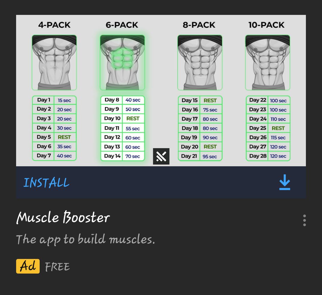 Ad that tries to make it look like you can GROW more abs by doing their exercises. | Scrolller