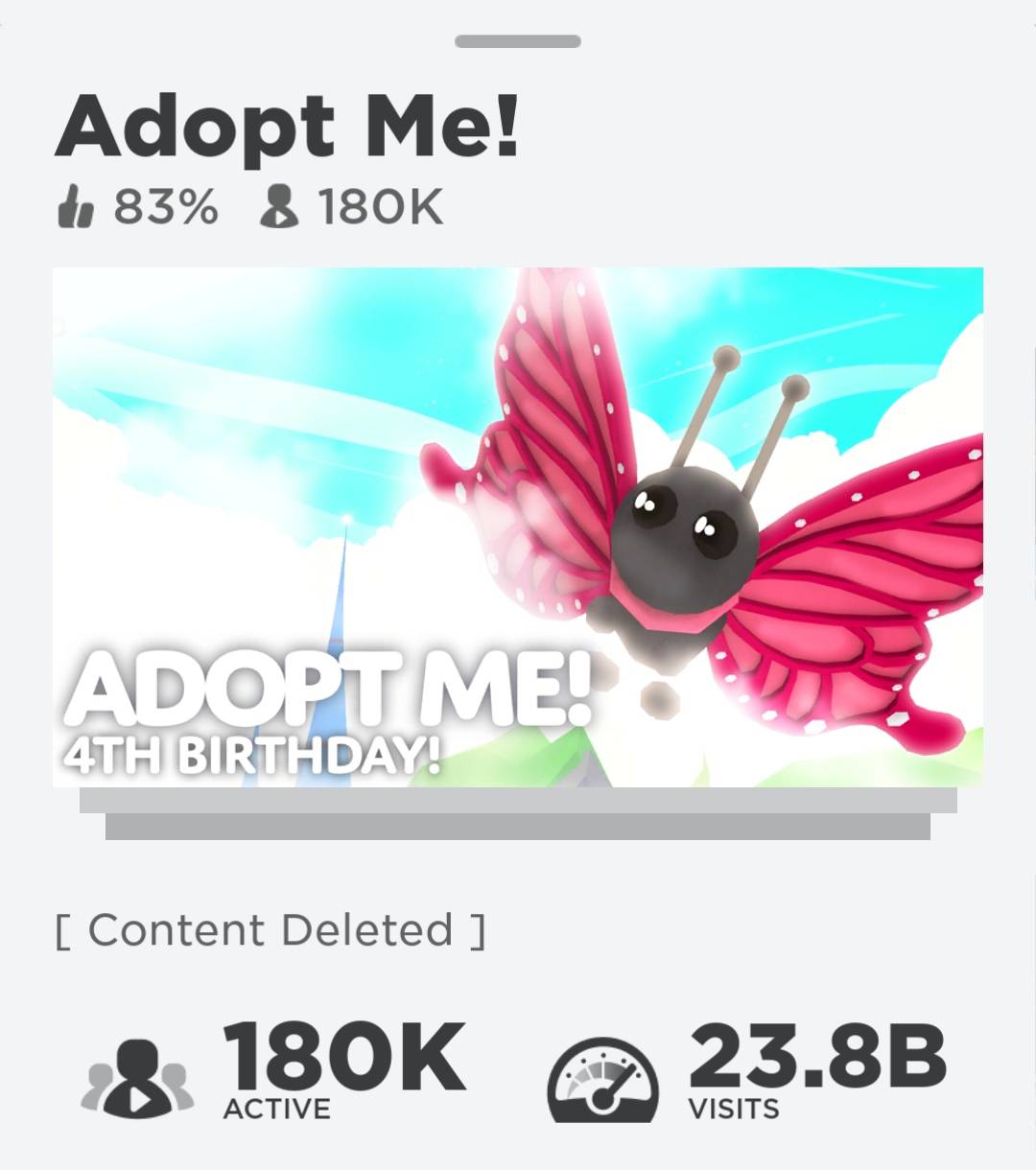 Adopt me is content Deteled? | Scrolller