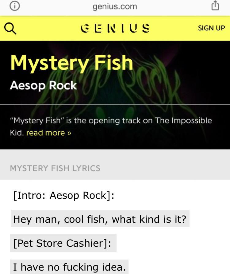 Aesop Rock - Mystery Fish | Scrolller