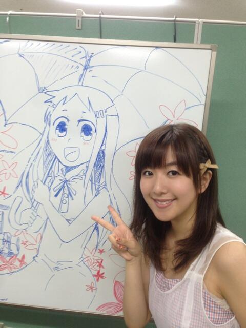 Ai Kayano with her whiteboard illustration of Menma from Anohana | Scrolller