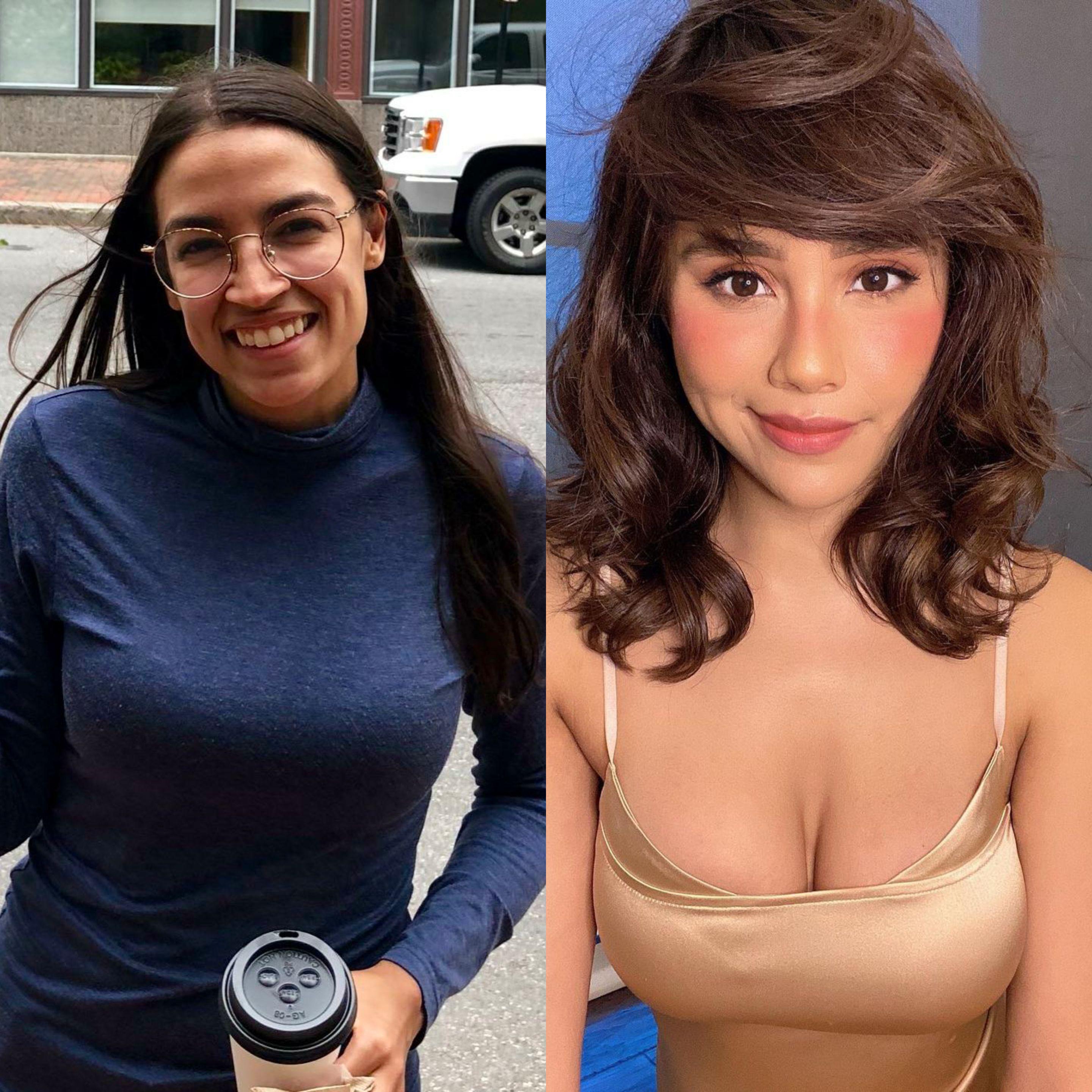 Alexandria Ocasio-Cortez & Neekolul: Pick one to give you the best lubed up handjob | Scrolller