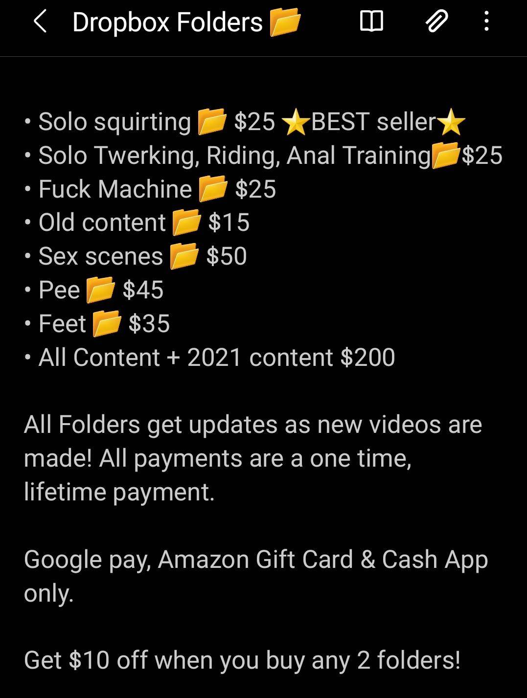 All the Dropbox folders I have available are $5 of this week. Dm me "Dropbox Deal" for payment ...