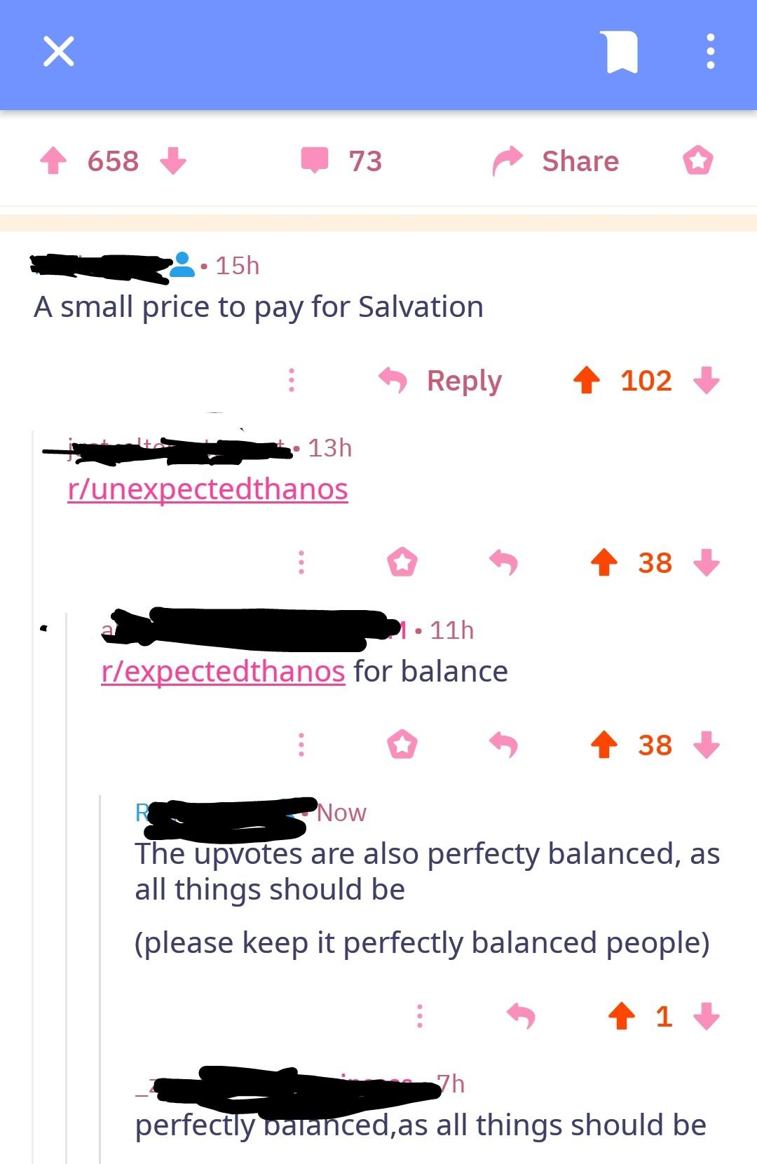 Already posted on r/UnexpectedThanos, but this post needs to be perfectly balanced | Scrolller