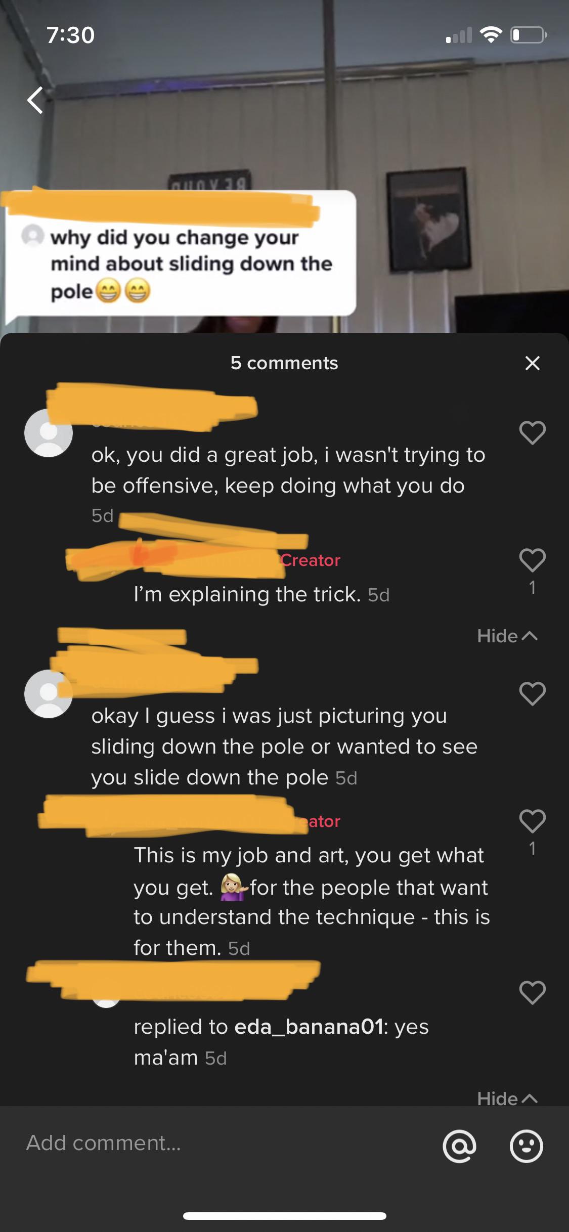 Am I overreacting? The creator made a post on TikTok doing a pole dance. Was my bf’s last ...