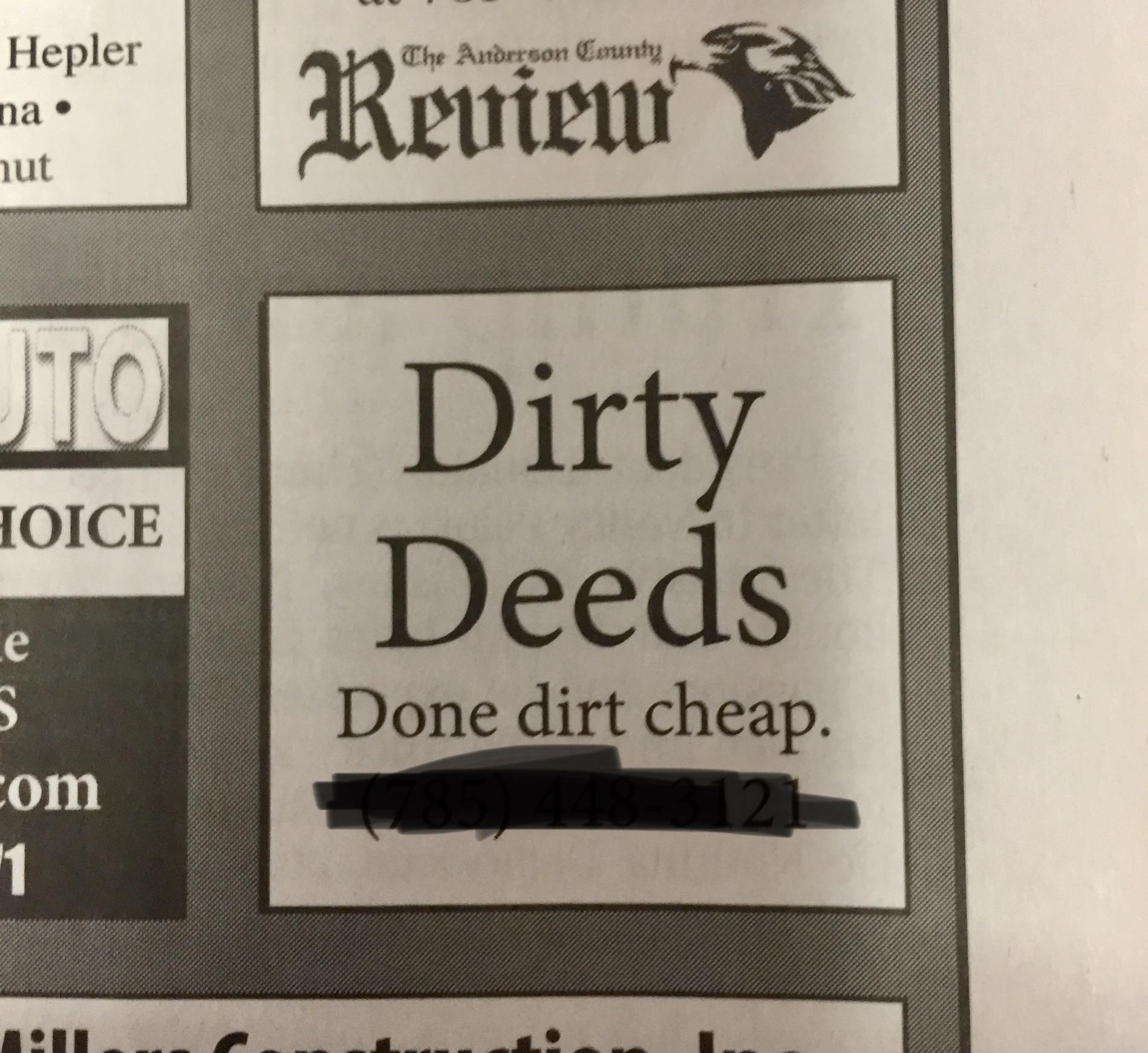 An advertisement in my hometown’s newspaper. | Scrolller