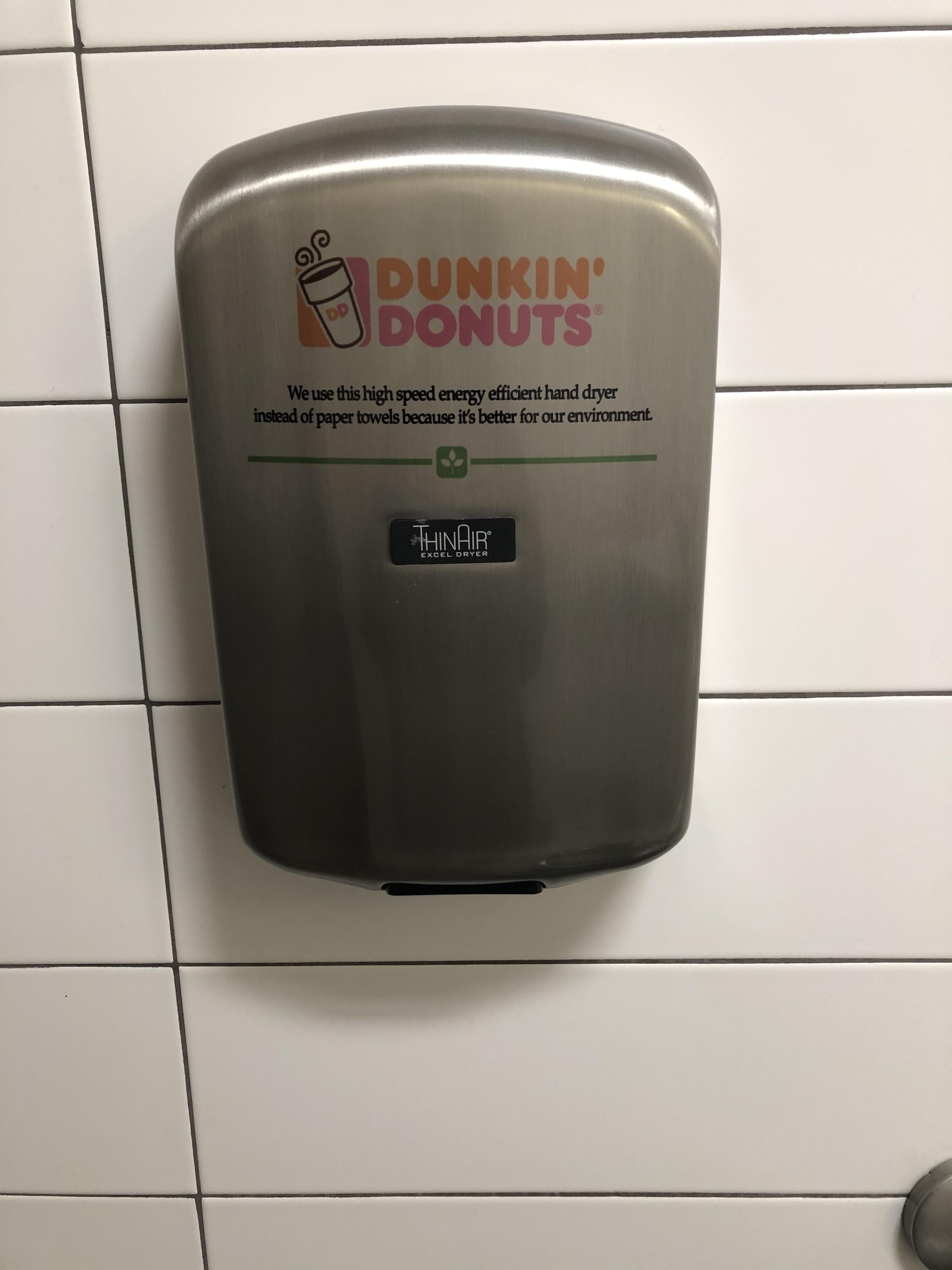 An Excel Dryer ThinAir at Dunkin’ Donuts in Oak Lawn, IL. This used to be an Xlerator. | Scrolller