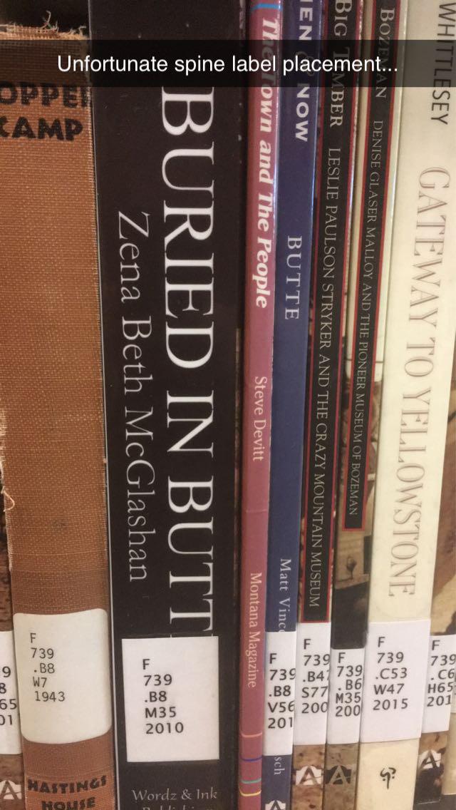 An unfortunate spine label placement. It gave me a good chuckle today. | Scrolller