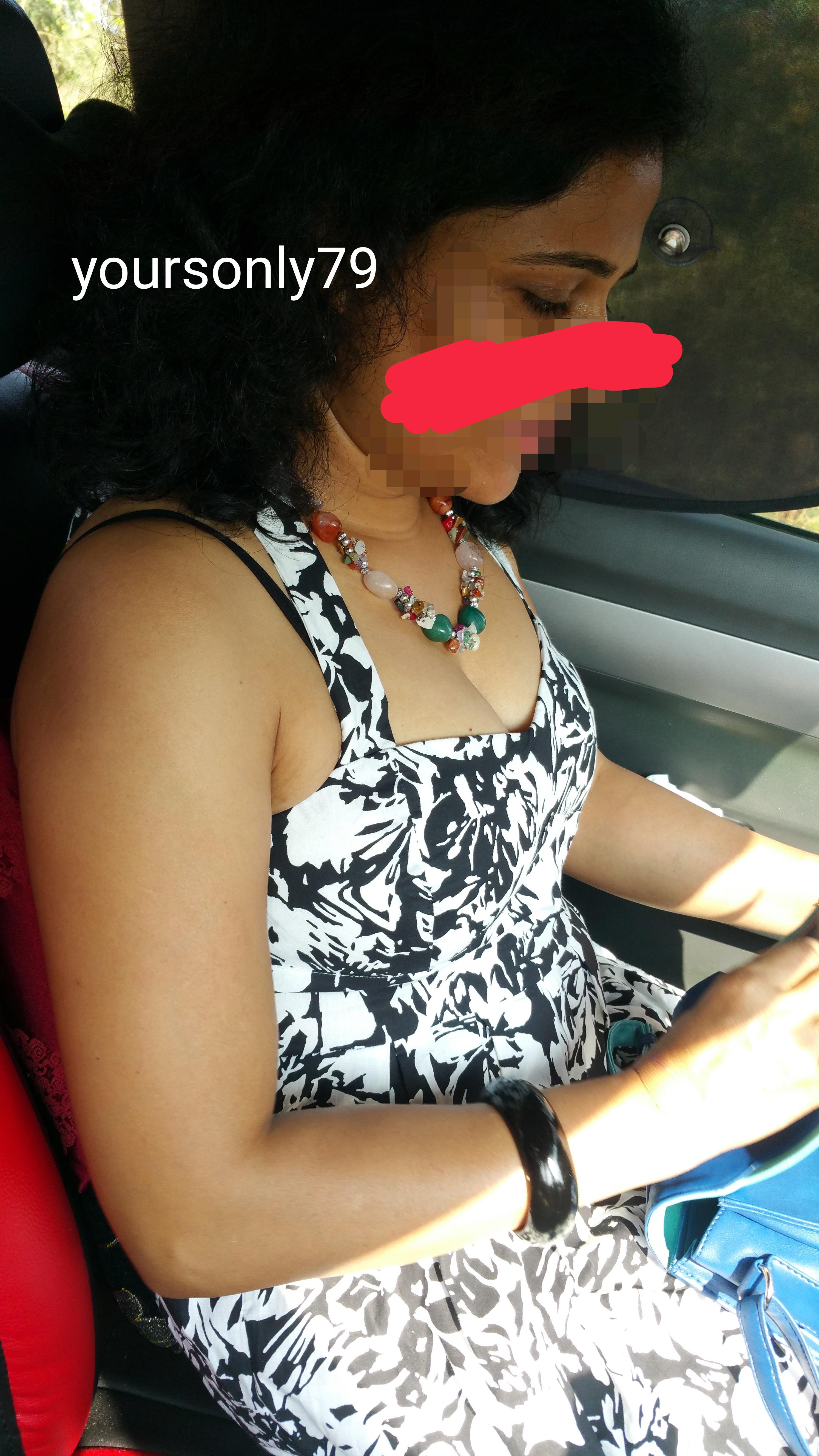 Anamika in a deep neck western dress sitting in car | Scrolller