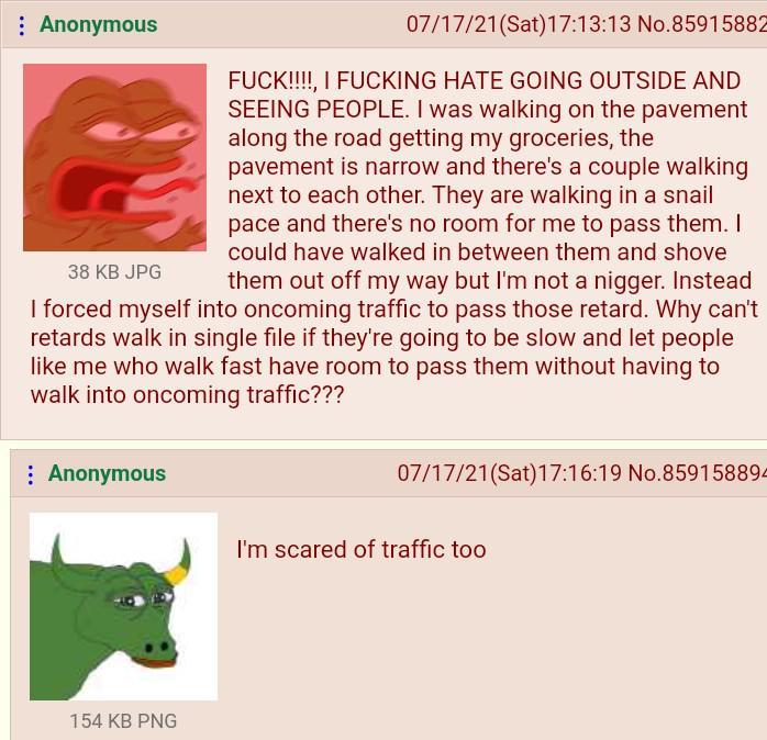 Anon is scared of traffic | Scrolller